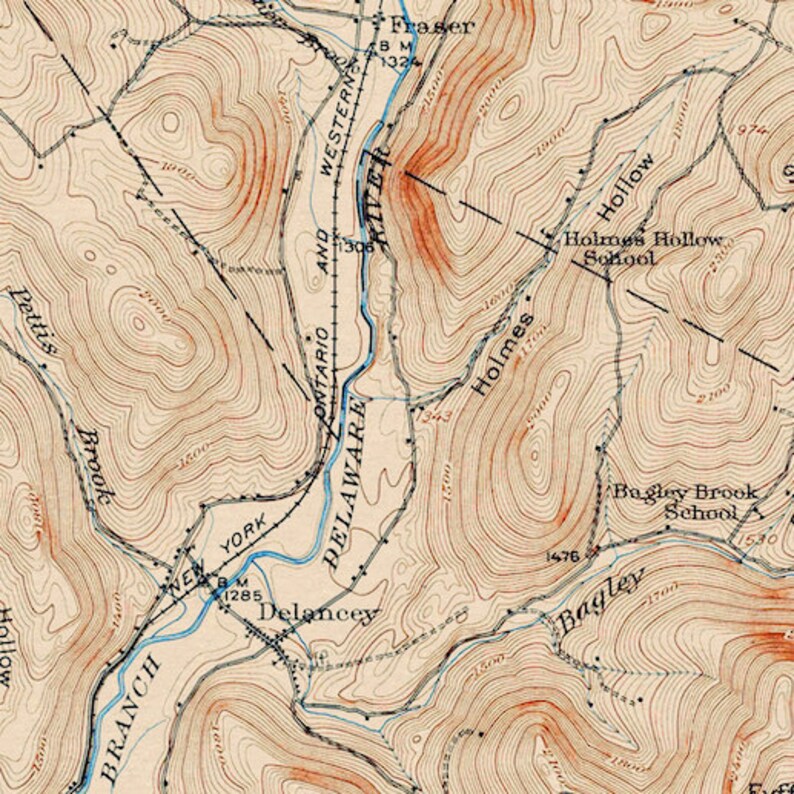 Andes, NY - Restored Vintage Map - Etsy