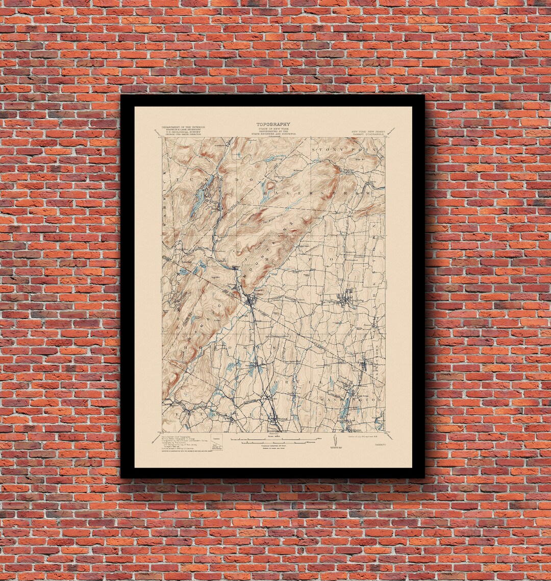 Ramapo and Spring Valley, NY - Restored Vintage Map - Etsy