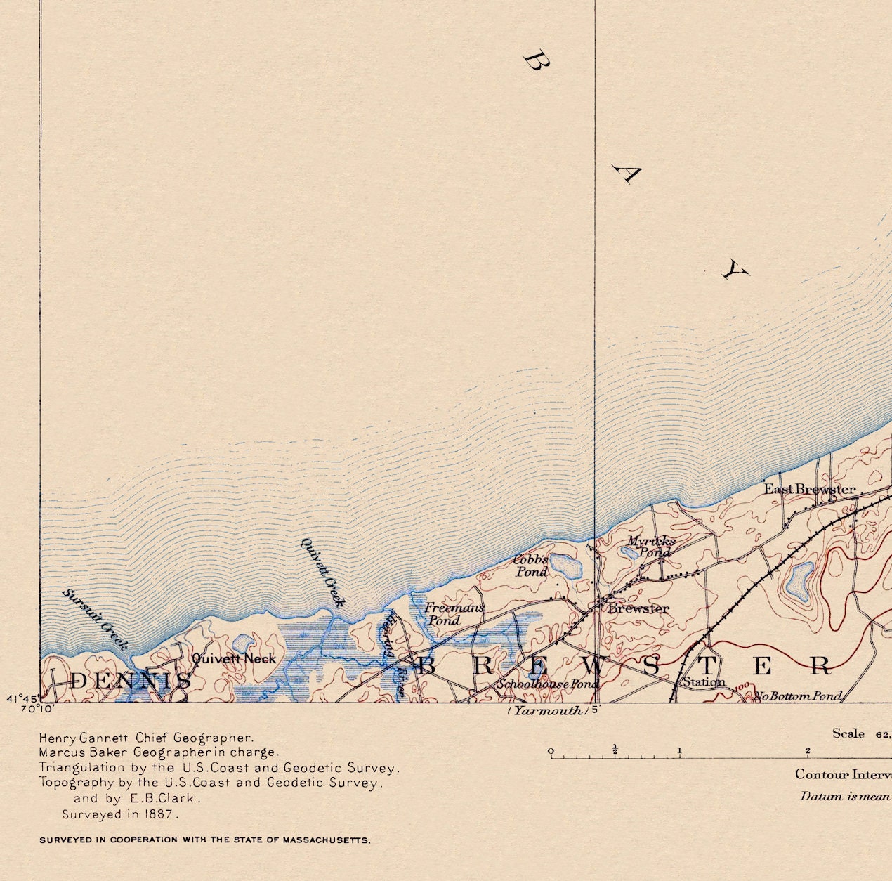 Wellfleet, MA - Restored Vintage Map - Etsy