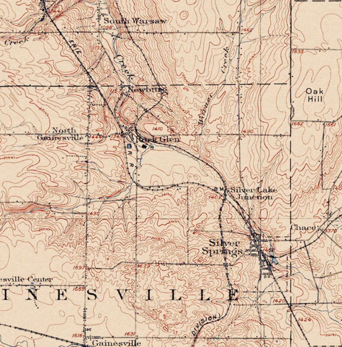 Portage, NY - Restored Vintage Map - Etsy