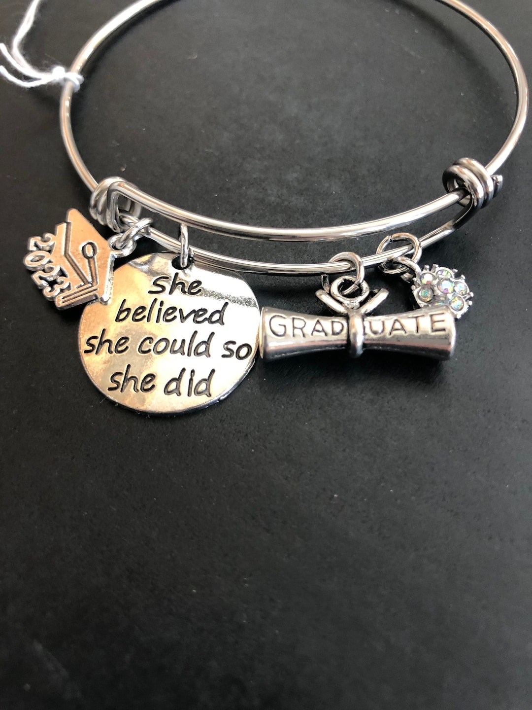 Class of 2024 Graduation Bangle Bracelet, She Believed She Could so She Did Charm Bracelet ...