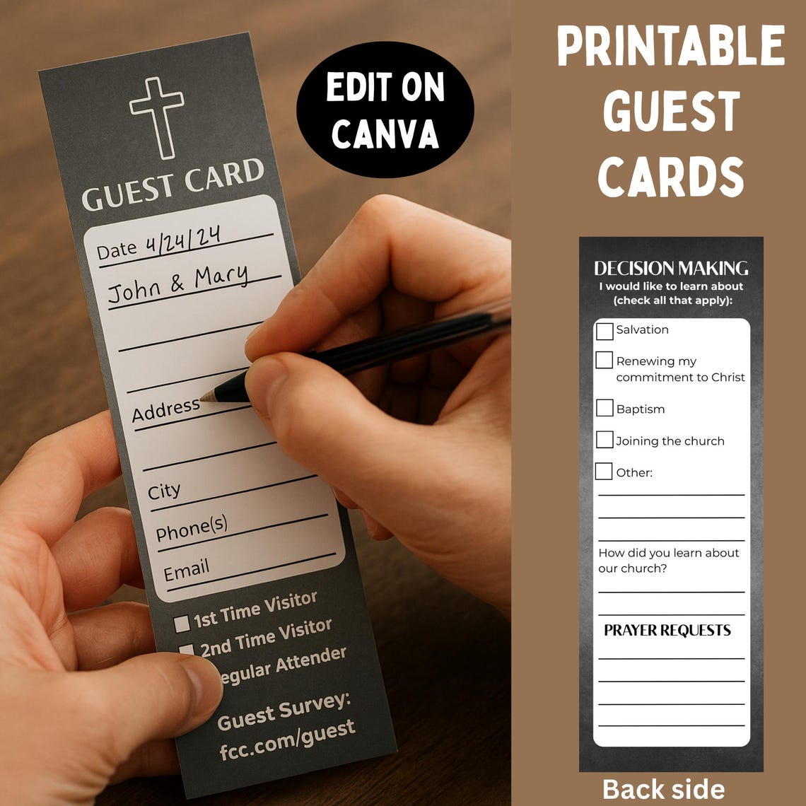 Church Guest Card Template | Visitor Connect, Prayer Request (canva ...