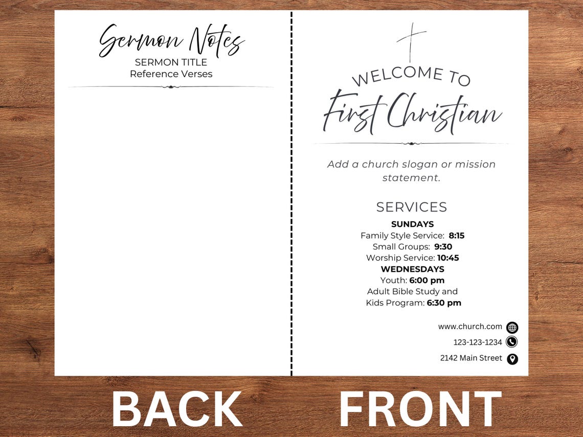 Small Church Editable Bulletin Template: Printable Sunday Service ...