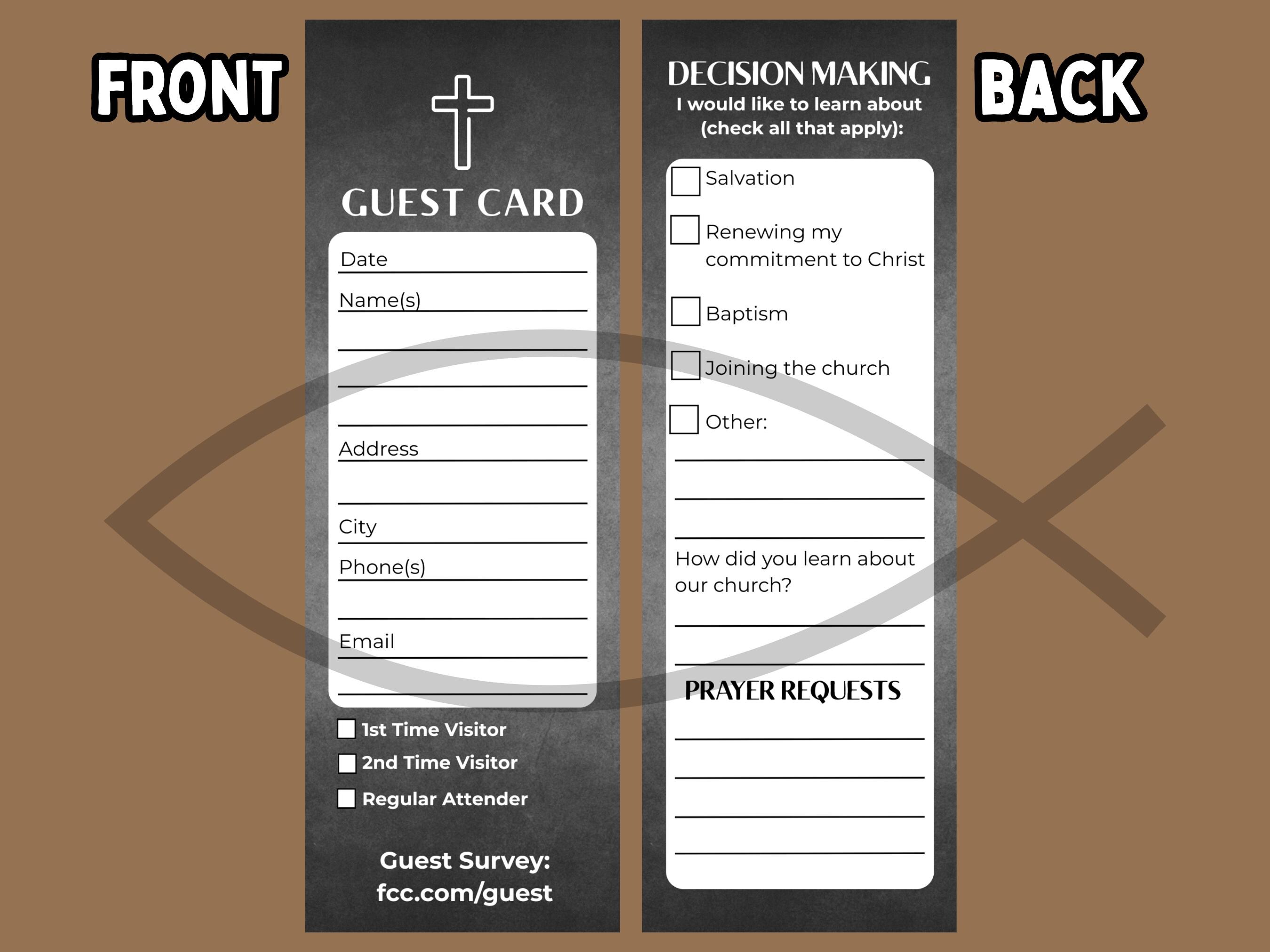 Church Guest Card Template | Visitor Connect, Prayer Request (canva ...