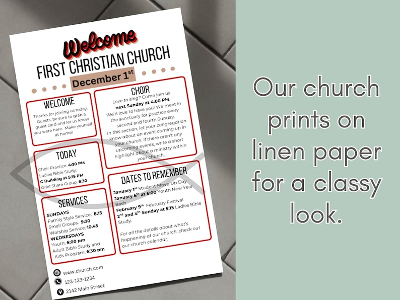 Colorful Editable Church Bulletin Template: Printable Sunday Service ...