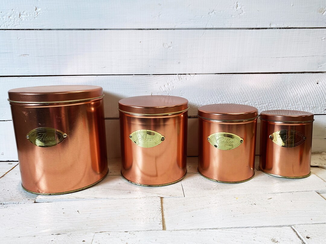 Copper Canisters Set of Metal Canister With Lids Farmhouse - Etsy