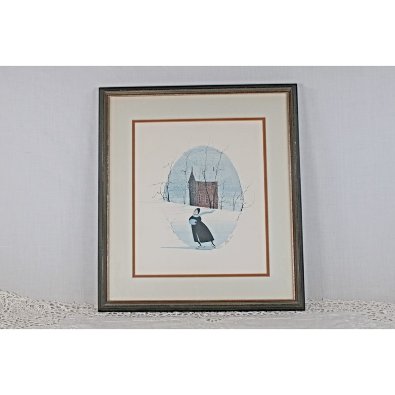 Vintage P. Buckley Moss Solitary Skater Framed Lithograph Print, 956 of ...