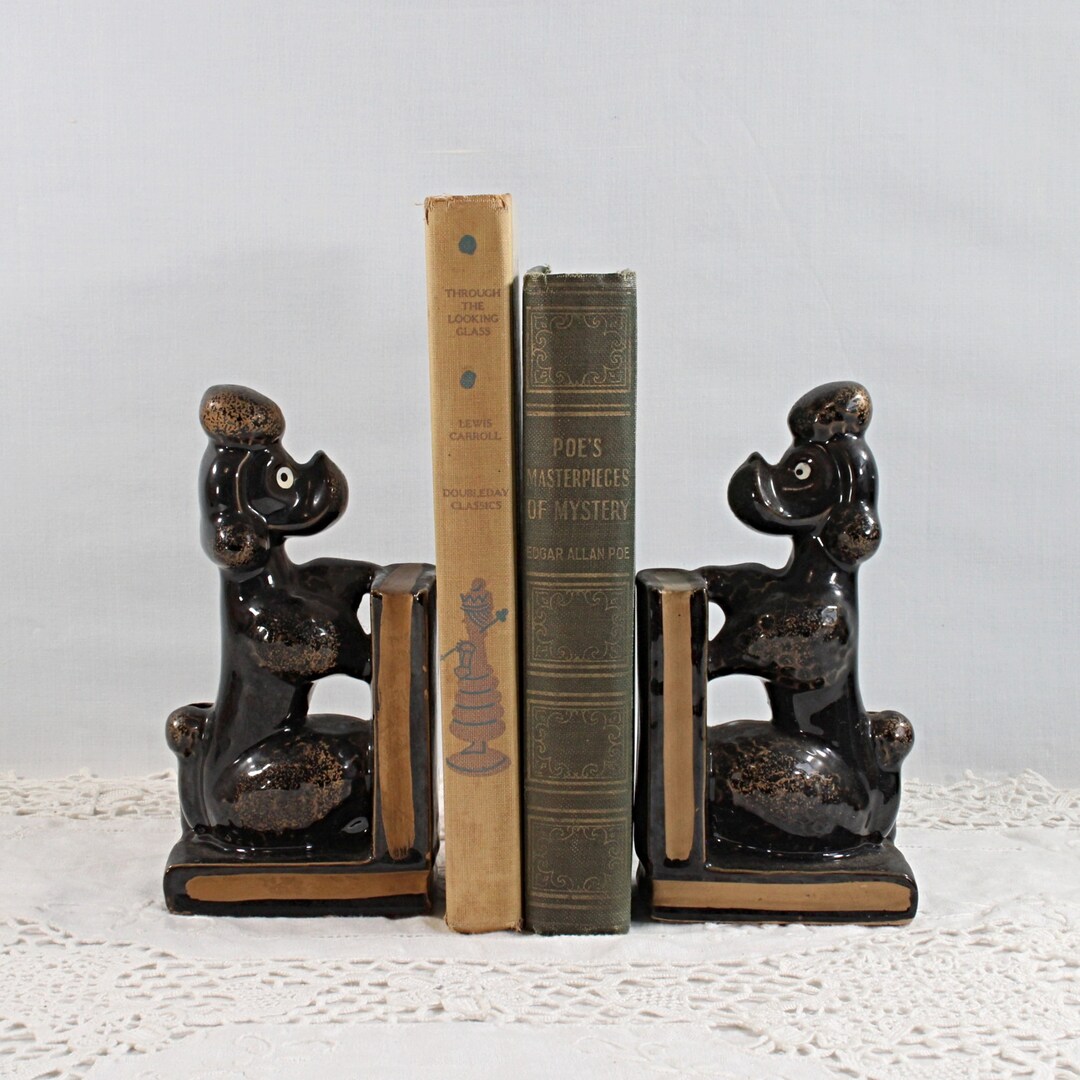 Vintage Pair of MCM Poodle Bookends With Pen Holders Japan Redware - Etsy