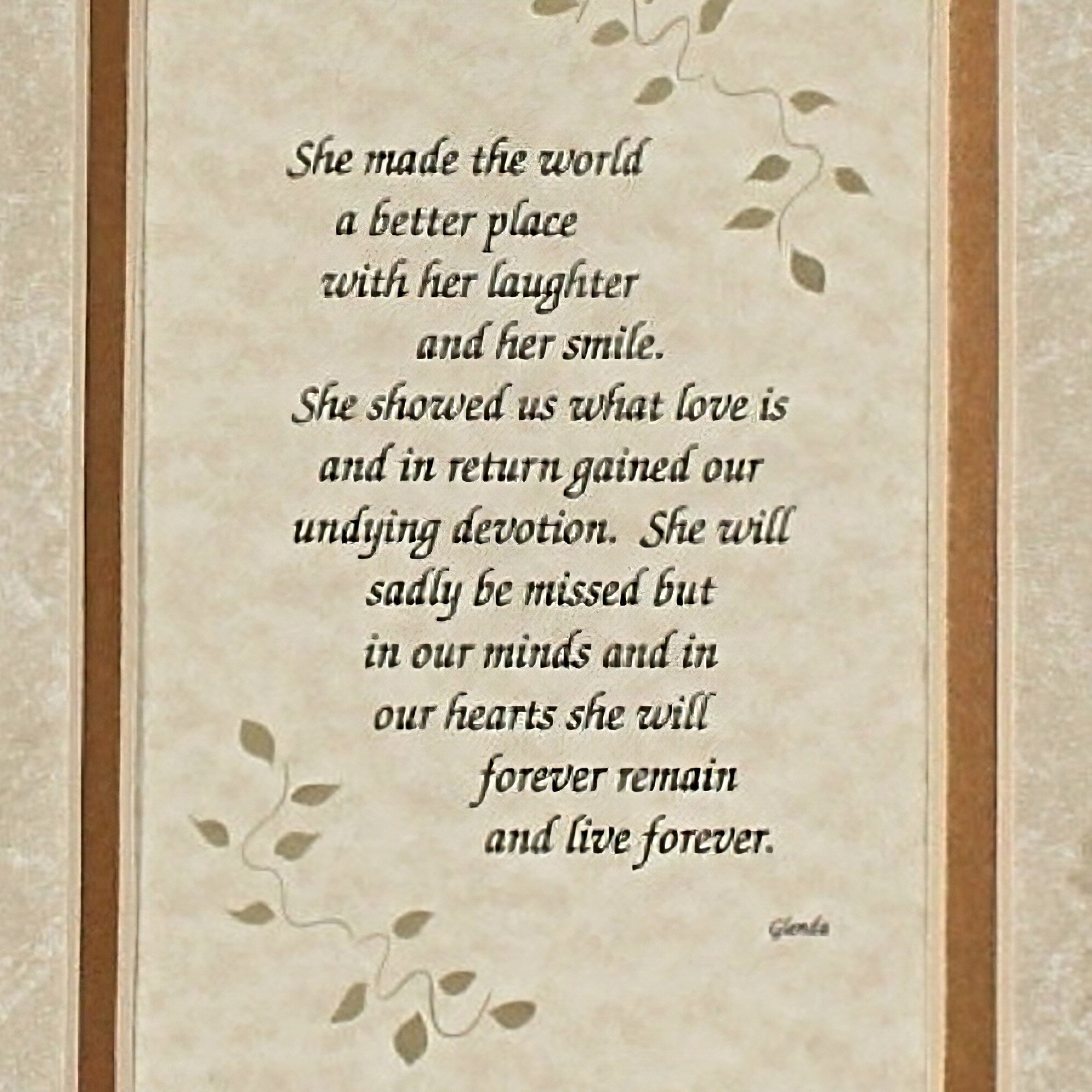 Vintage Memorial Poem in Remembrance of Departed Female Loved One in ...