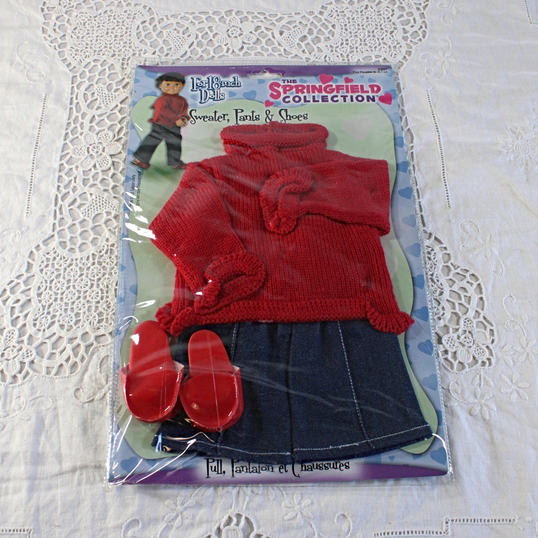 Vintage 18 Inch Doll Outfit, Red Sweater and Jeans, New in Packaging ...