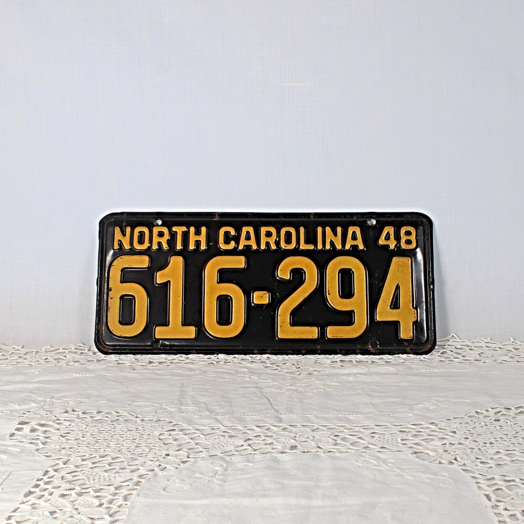 Vintage 1948 North Carolina NC Vehicle License Plate Tag - Etsy