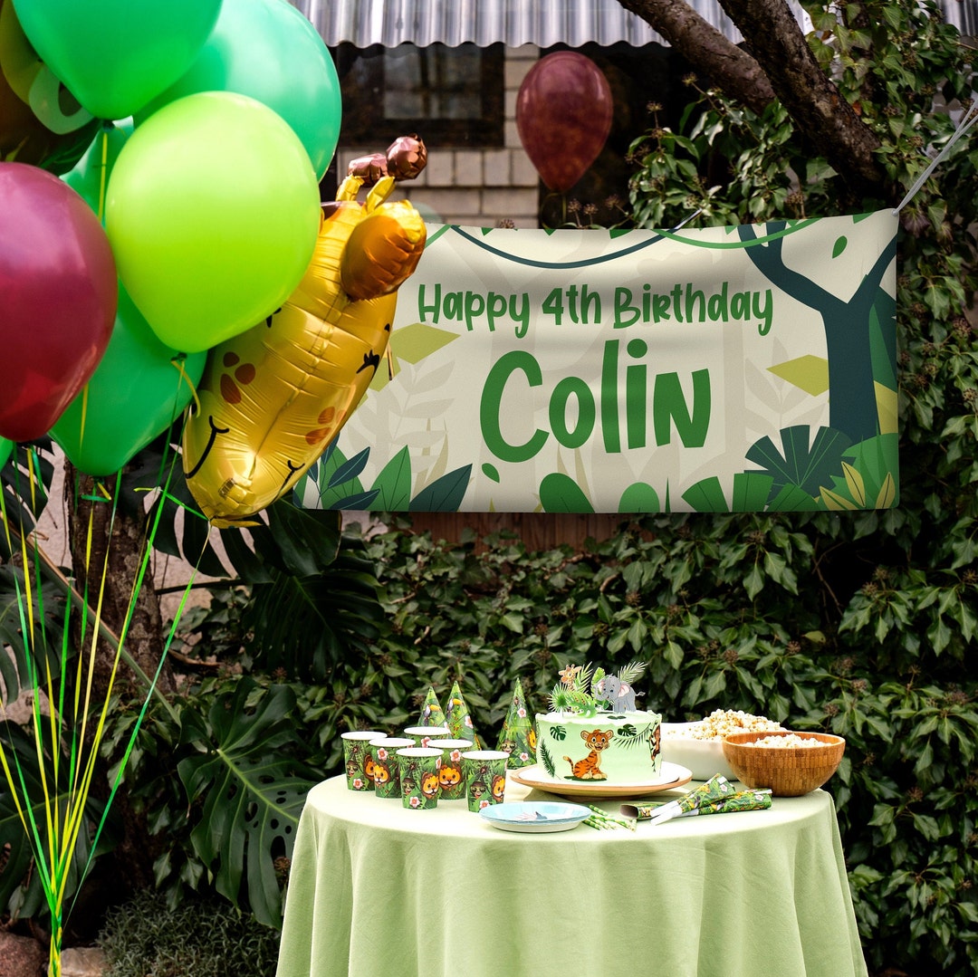 Jungle Birthday Banner, Happy Birthday Banner, Personalized Banner ...