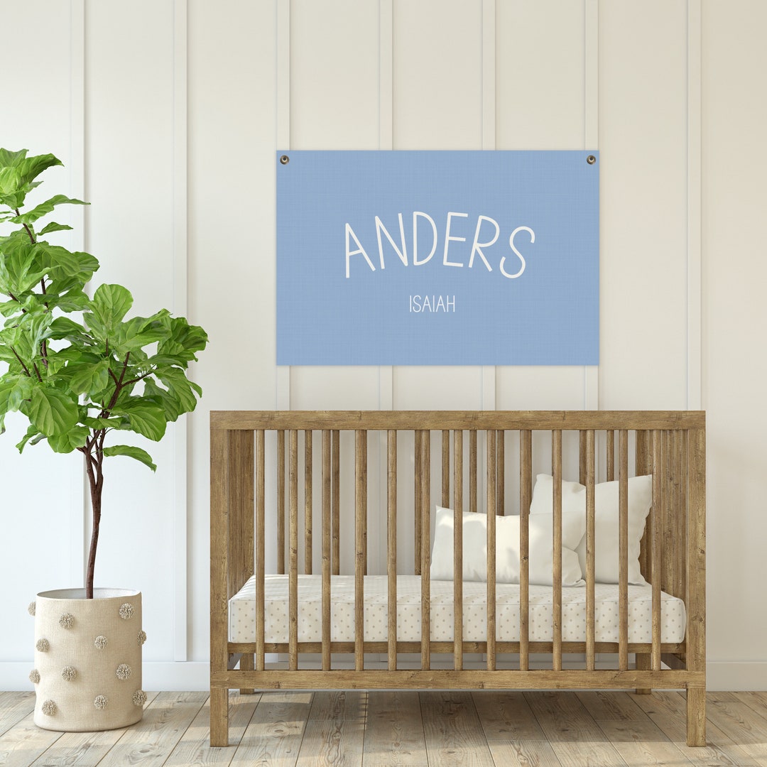 Sea Blue Name Banner, Baby Name Flag, Baby Crib, Nursery Decor, Kid's ...