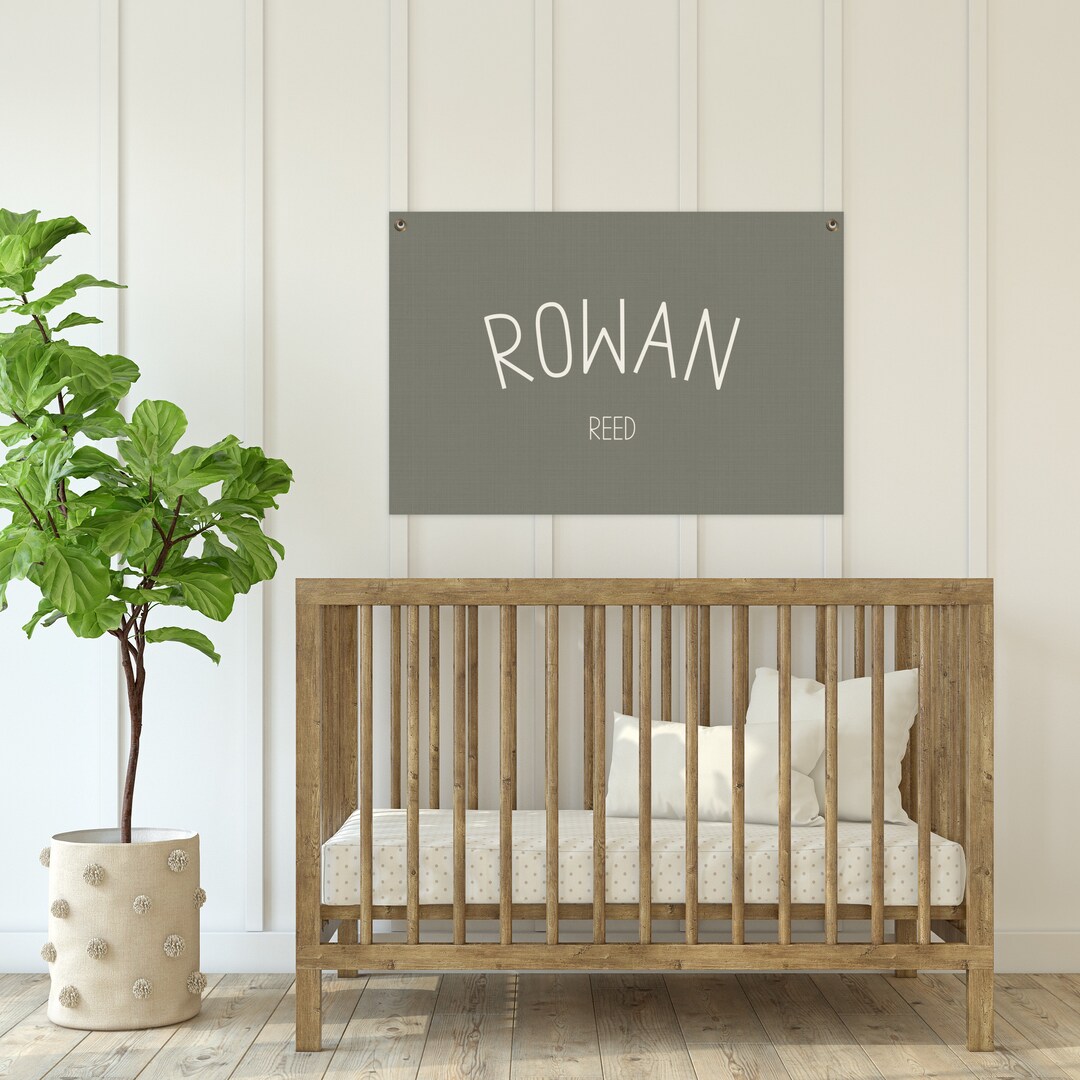 Sage Green Name Banner, Baby Name Flag, Baby Crib, Nursery Decor, Kid's ...