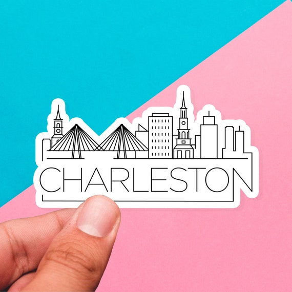Charleston Skyline Sticker South Carolina Skyline Sticker | Etsy