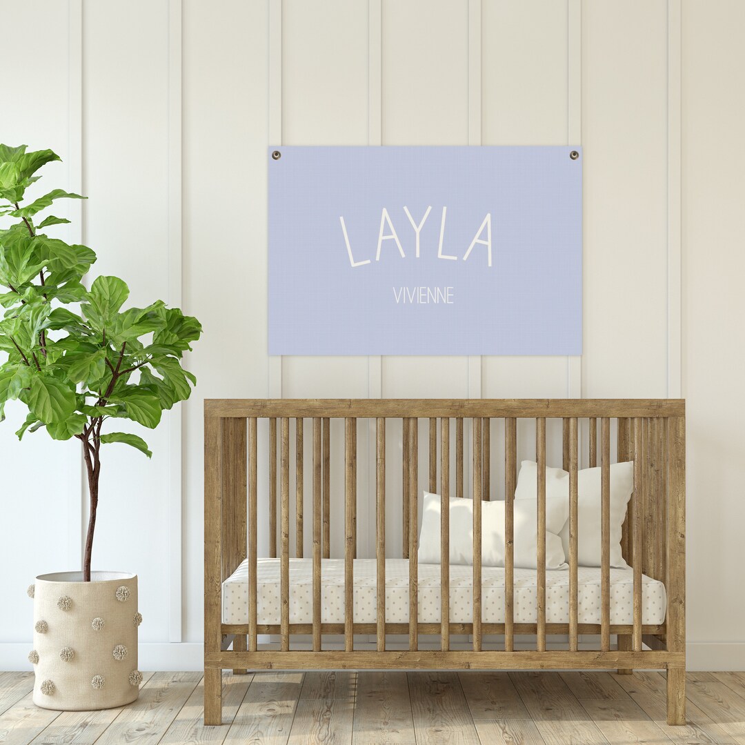 Periwinkle Name Banner, Baby Name Flag, Baby Crib, Nursery Decor, Kid's ...