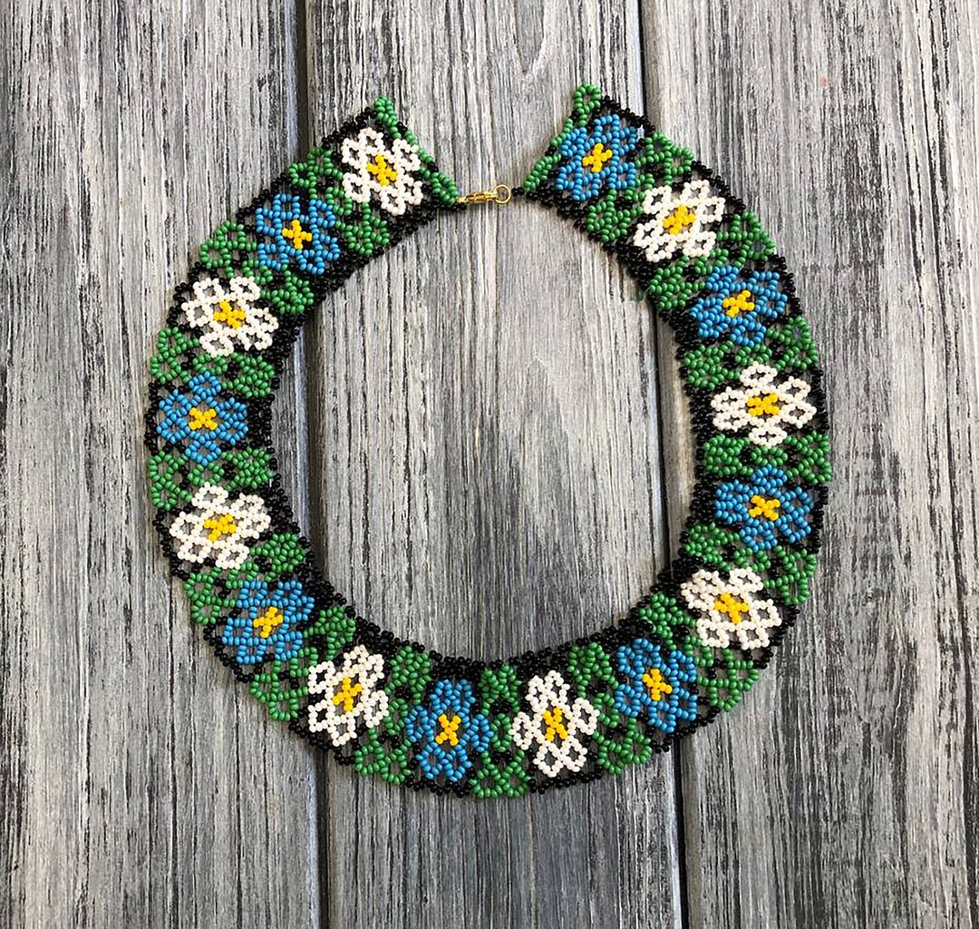 Traditional Ukrainian Silyanka, Flower Beads Necklace, Ukraine Handmade ...