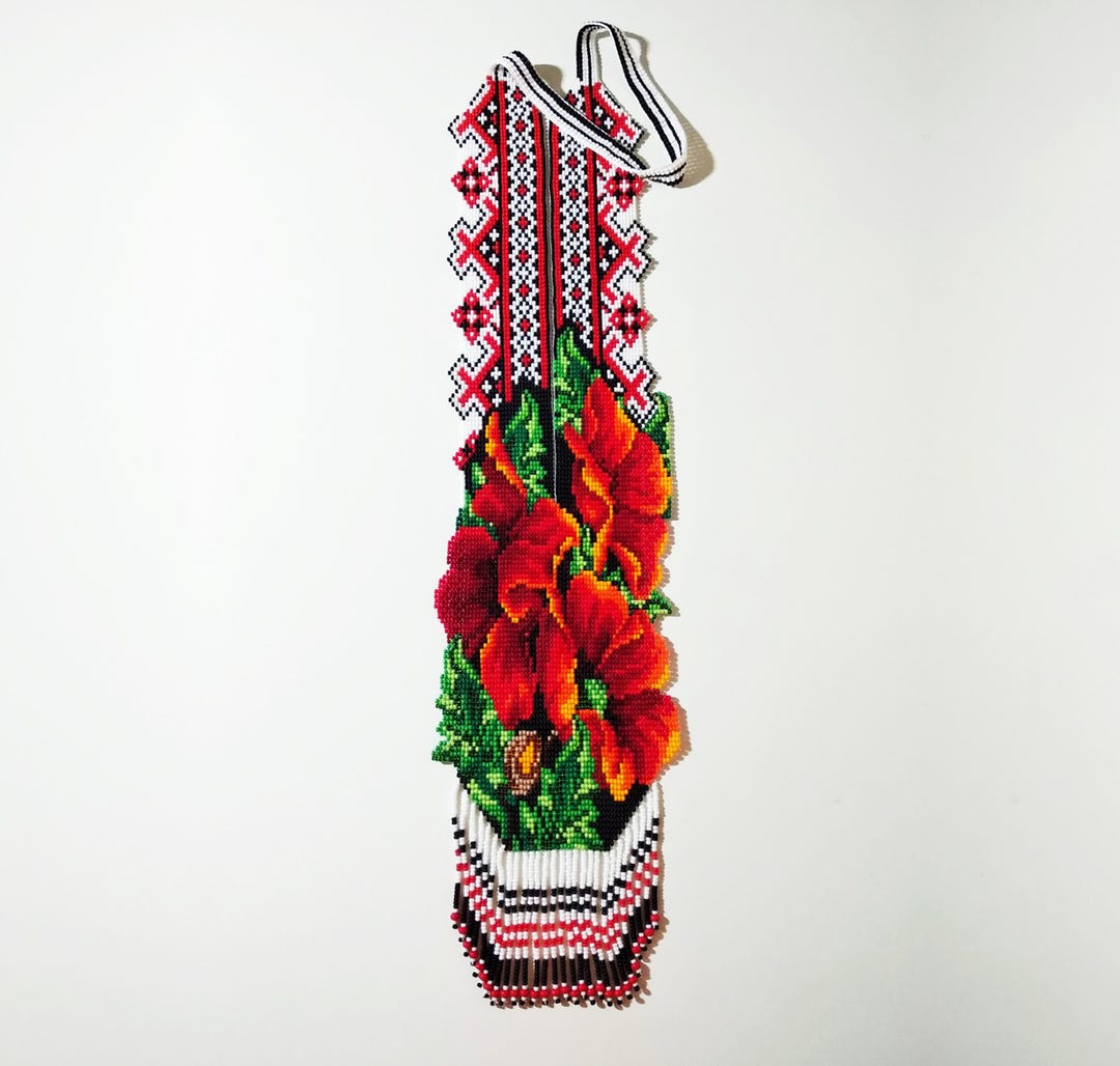 Ukrainian Gerdan, Traditional Ukraine Necklace, Beaded Necklace, Ethnic ...