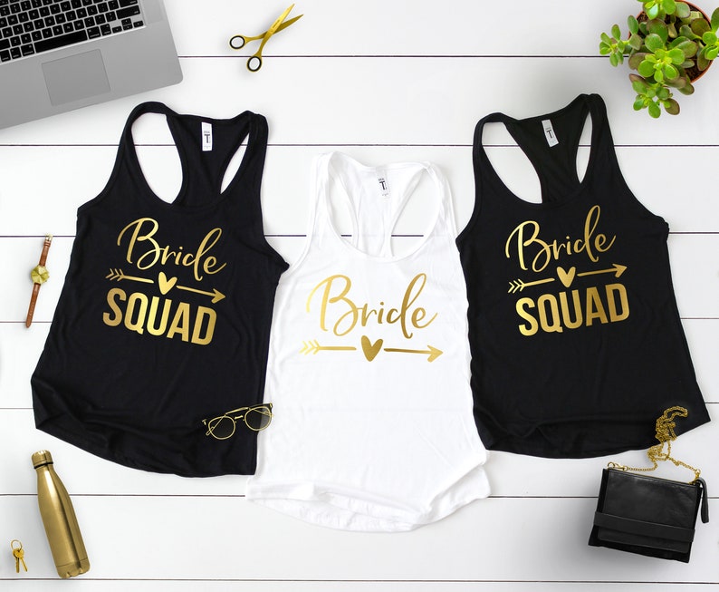 Bride Bride Squad Bachelorette Party Tanks Bachelorette Party Etsy