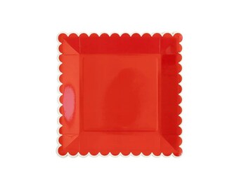 Scalloped Red Plates - Etsy