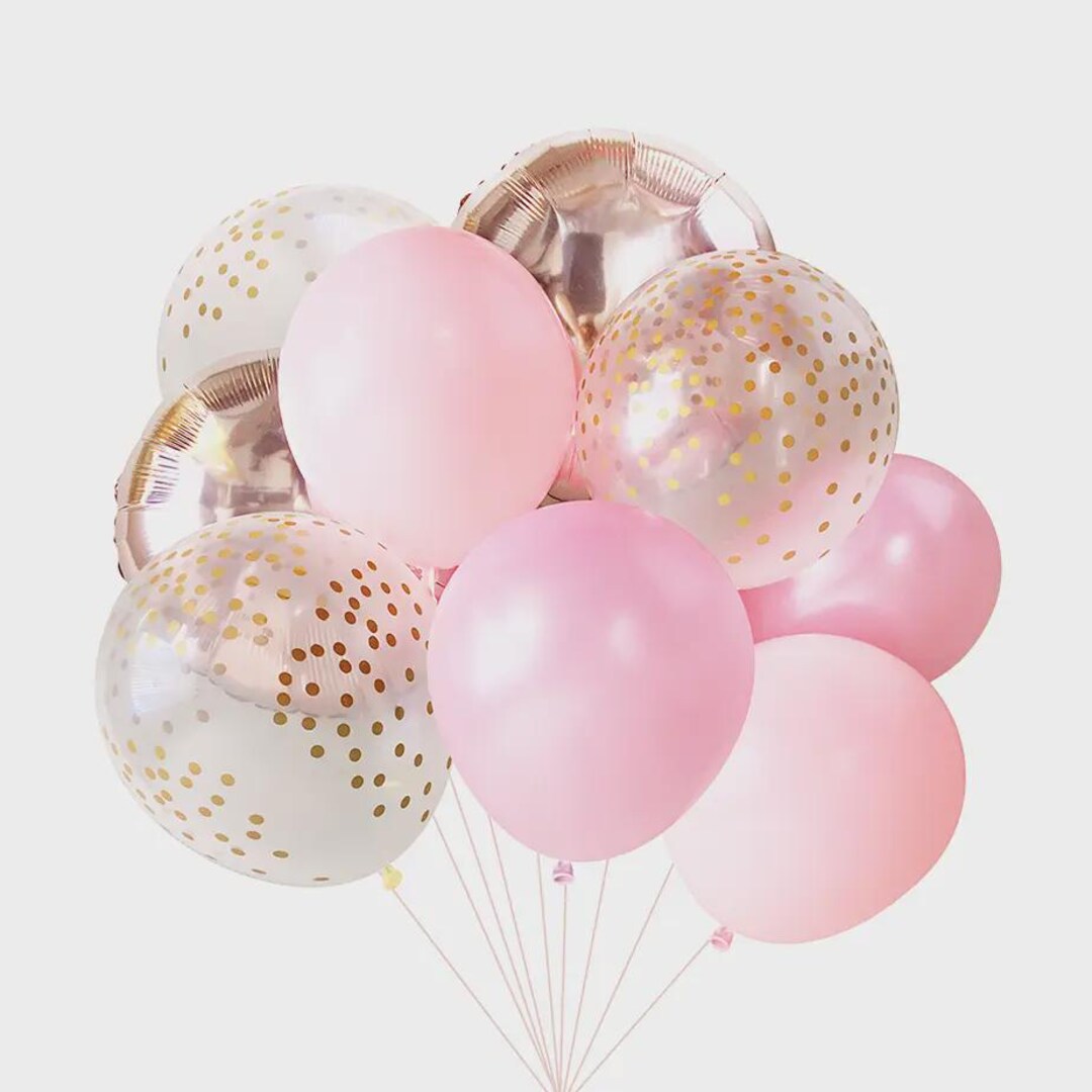 Baby Shower Balloon Bouquet - Baby Pink Helium Bouquet - Light Pink ...