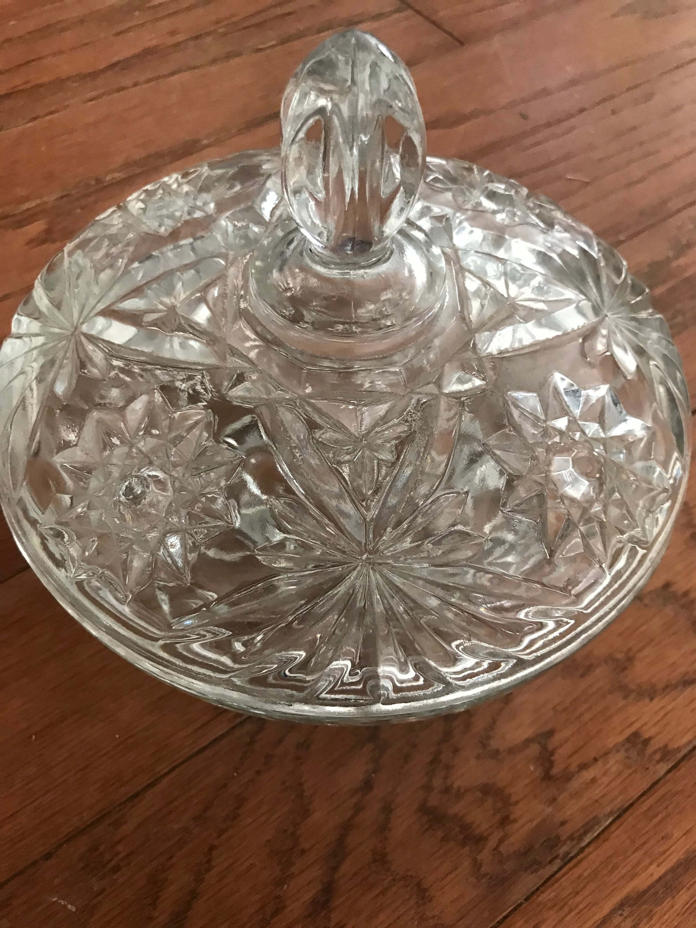 Mid Century Pressed Glass Vintage Anchor Hocking Covered Sugar Bowl ...