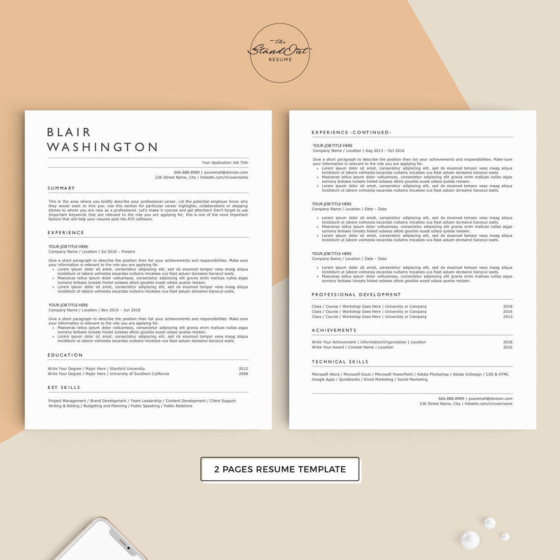 ATS Friendly Resume Professional Resume Template for Word | Etsy