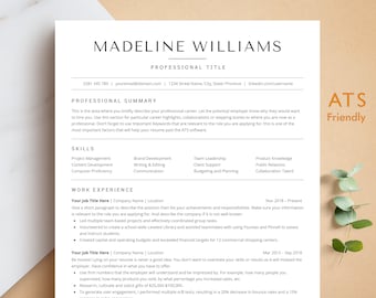 ATS Resume Template for Google Docs, Word, Pages, ATS Friendly Resume ...