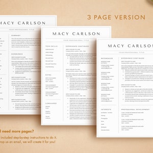 Modern Resume Template for Microsoft Word & Pages, Resume CV Template ...