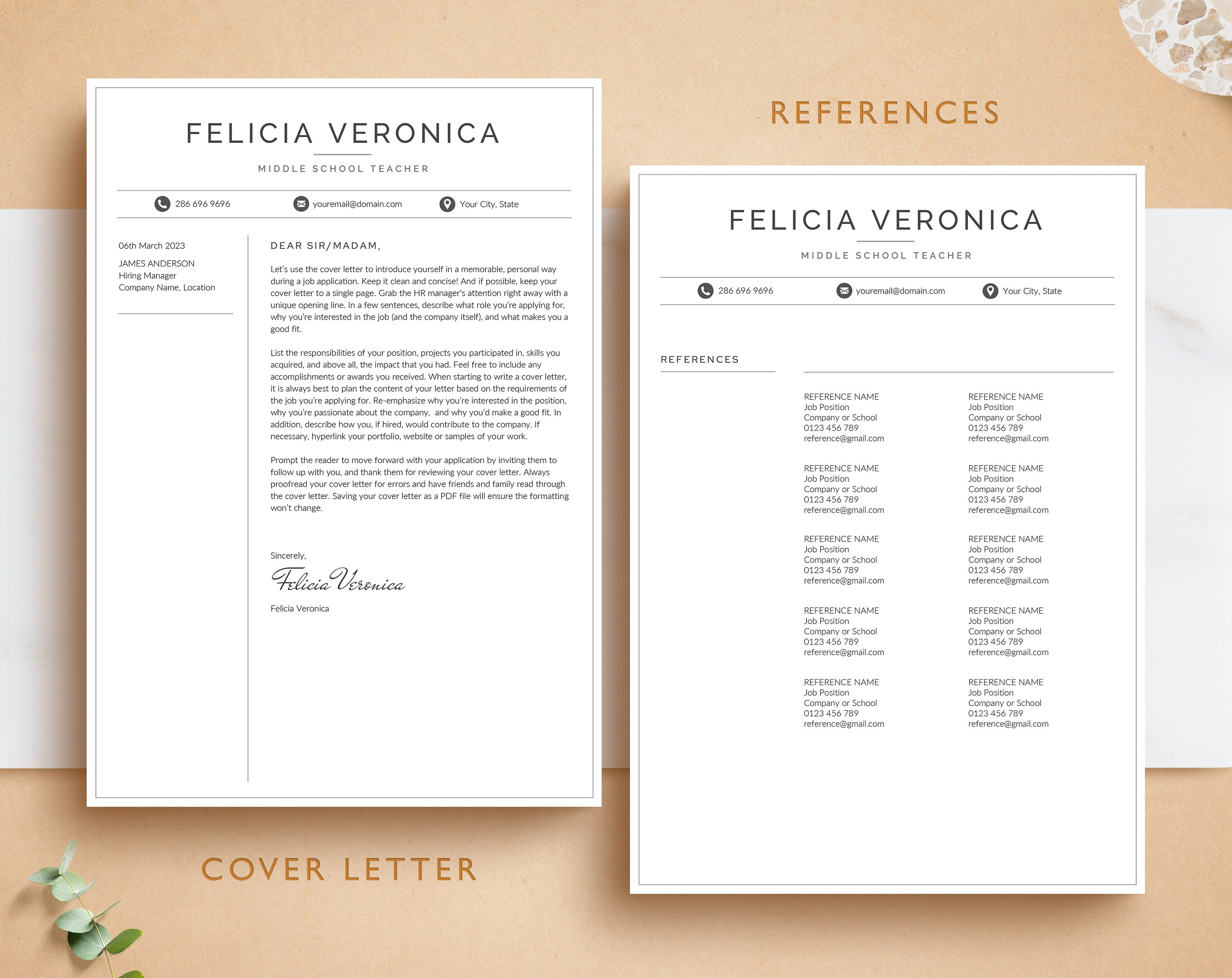 Teacher Resume Template for Microsoft Word & Mac Pages Middle - Etsy