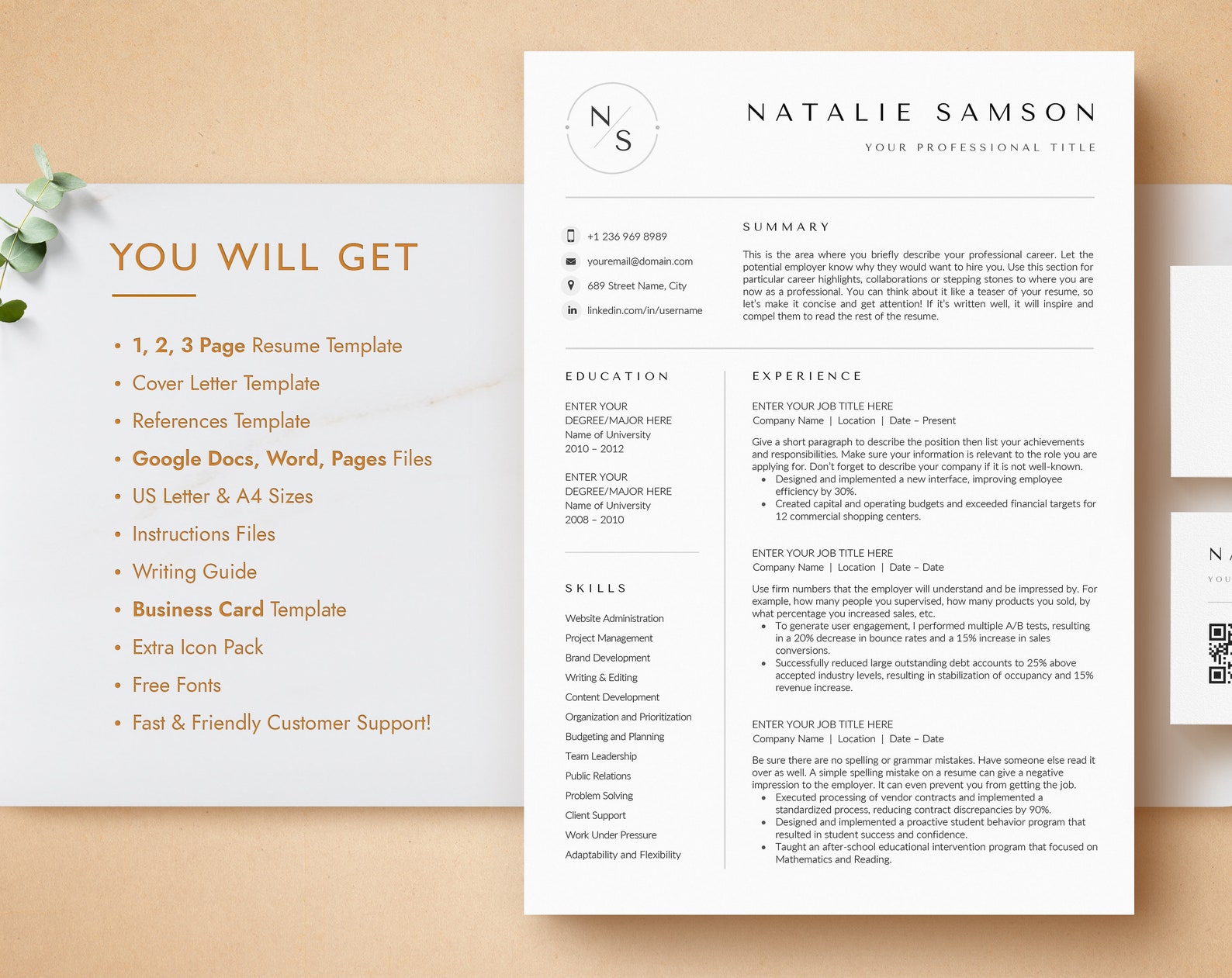 Monogram Resume Template CV Template Professional Resume - Etsy