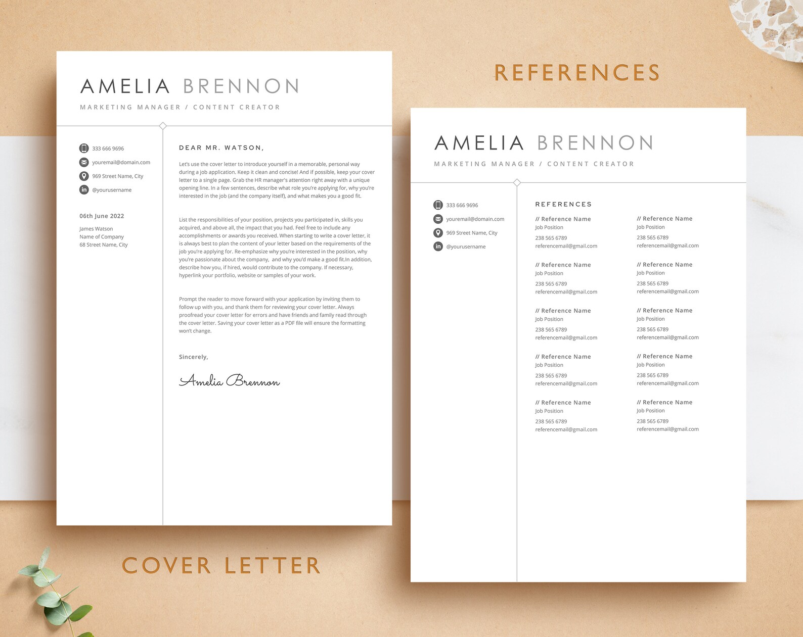 Modern Resume Template for Word, Pages, Google Docs | 1-3 Page Resume ...
