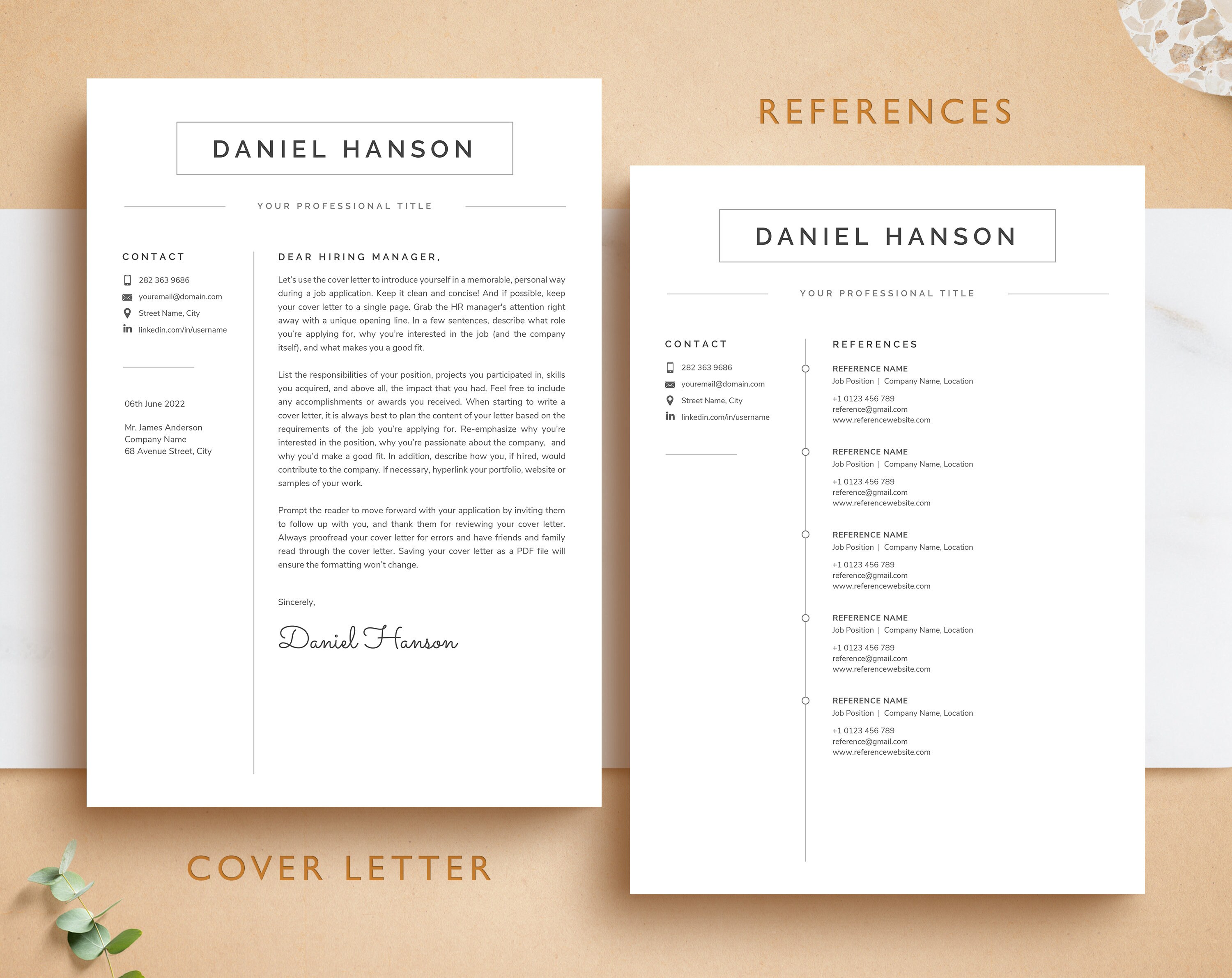 Professional Resume Template for Word & Apple Pages | Minimal Resume ...