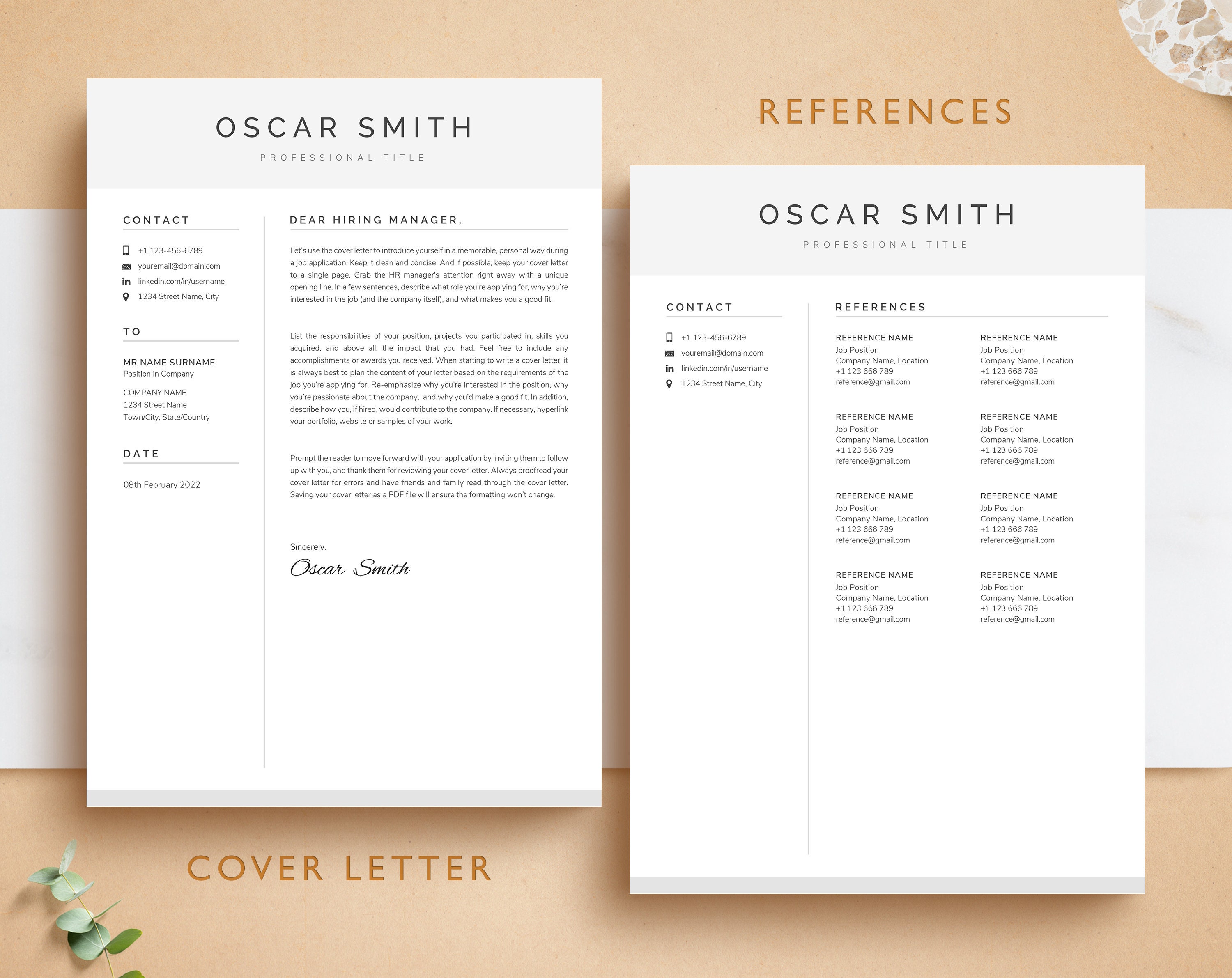 Professional Resume Template for Word, Pages, Google Docs + Business ...