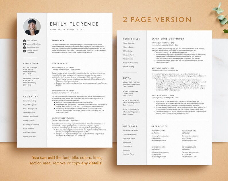 Resume Template, CV Template | Modern Resume Template for Microsoft ...
