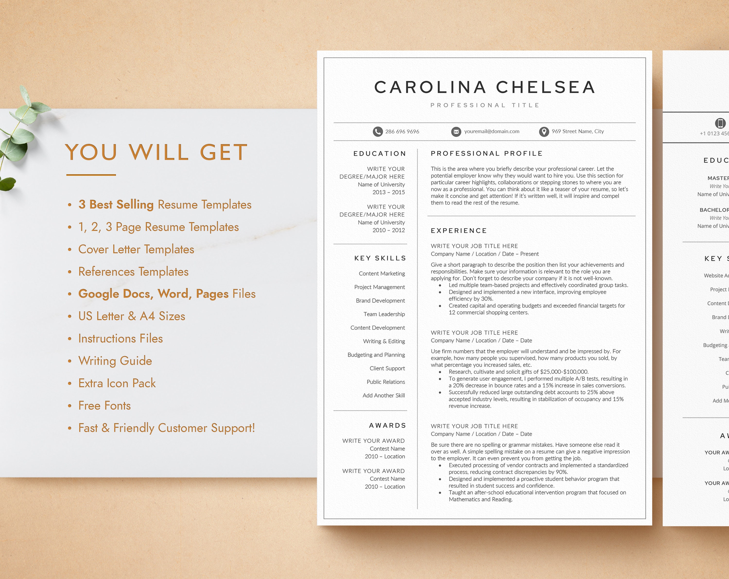 Resume CV Template BUNDLE 3 Best Selling Resume Templates - Etsy