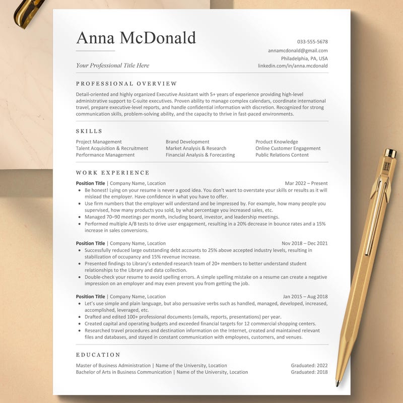 Nurse Resume Template Easy - Etsy