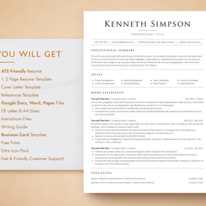 ATS Resume Template for Google Docs, Word, Pages, ATS Friendly Resume ...