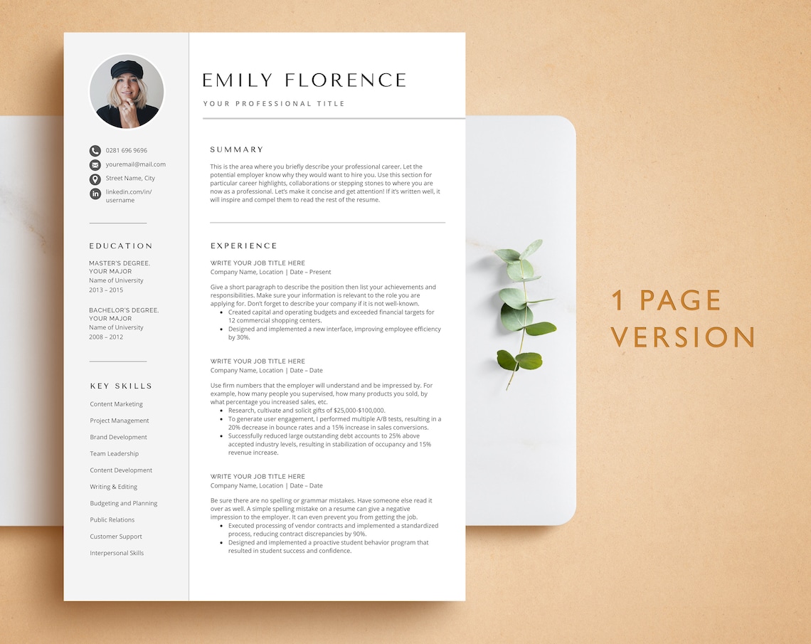 Resume Template, CV Template Modern Resume Template for Microsoft Word ...