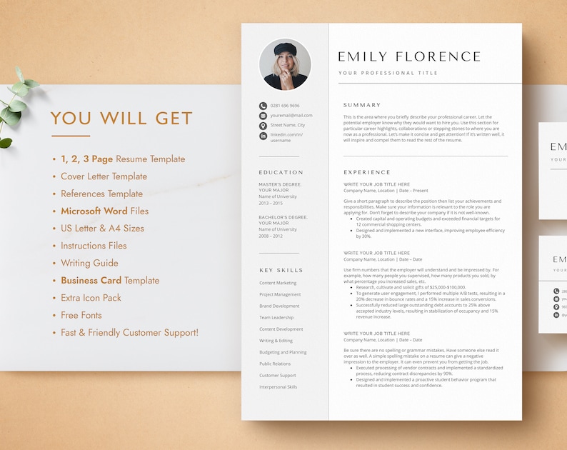 Resume Template, CV Template Modern Resume Template for Microsoft Word ...