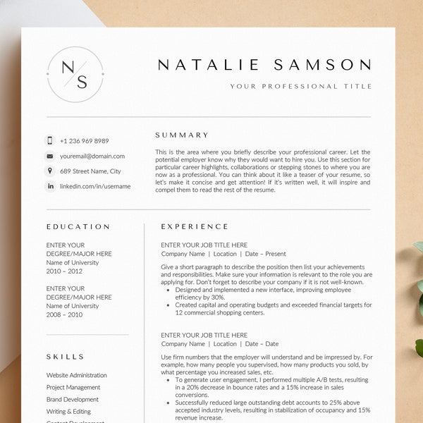 Resume Monogram - Etsy