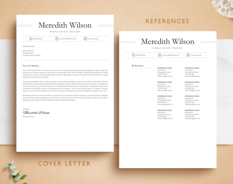 Teacher Resume Template for Microsoft Word & Pages, Professional Resume ...