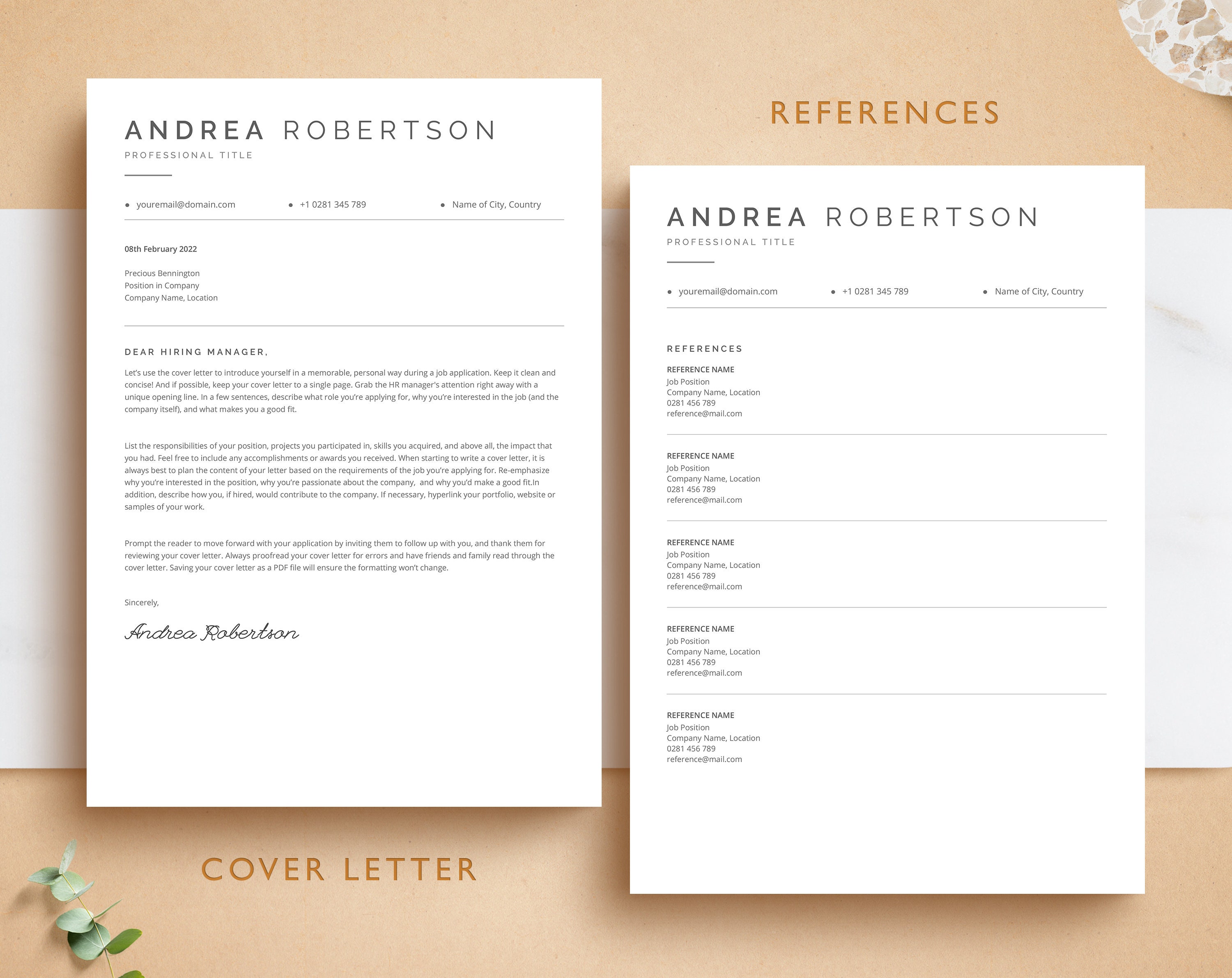 ATS Resume Template for Word, Pages, Google Docs, ATS Optimized Resume ...