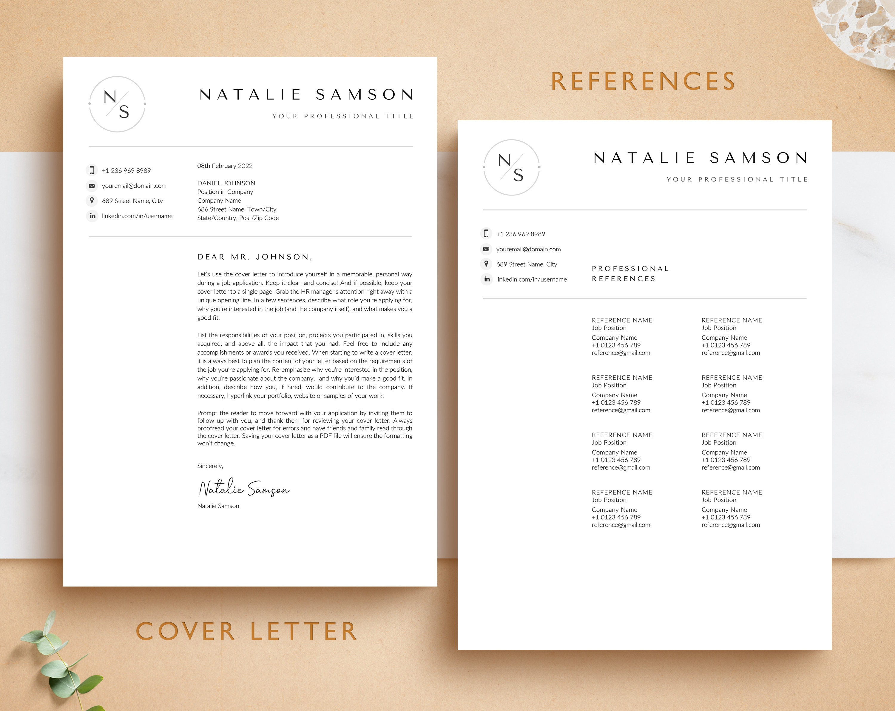 Monogram Resume Template CV Template Professional Resume - Etsy