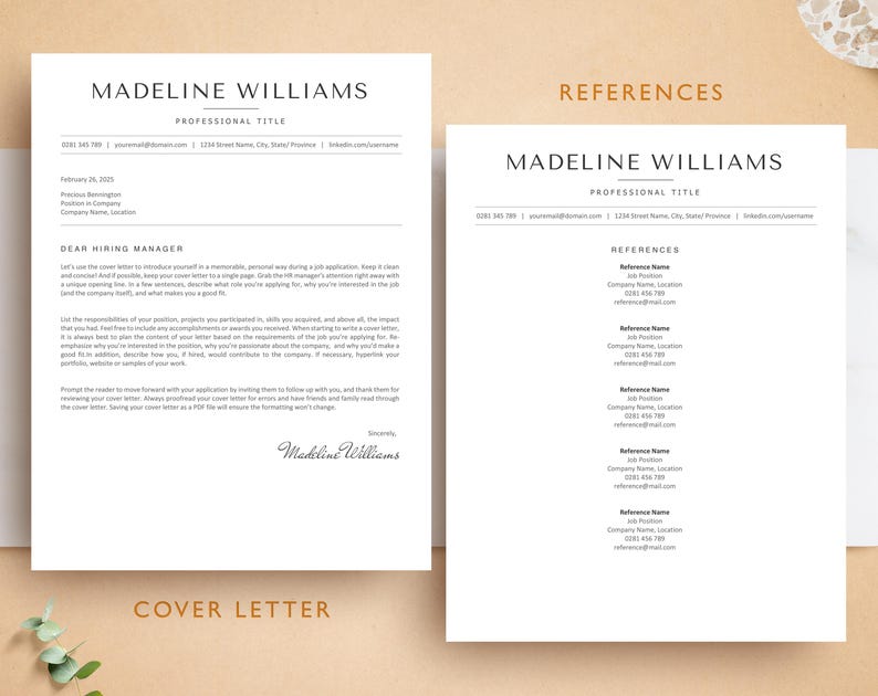 ATS Friendly Resume Template Word, Pages, Google Docs, ATS Resume ...