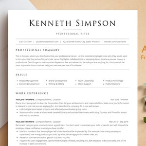 ATS Resume Template for Google Docs, Word, Pages, ATS Friendly Resume ...