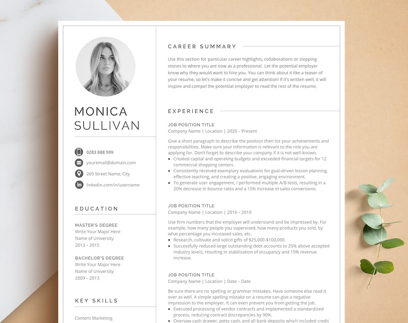 Modern Resume Template for Microsoft Word, Resume Template Focus on ...
