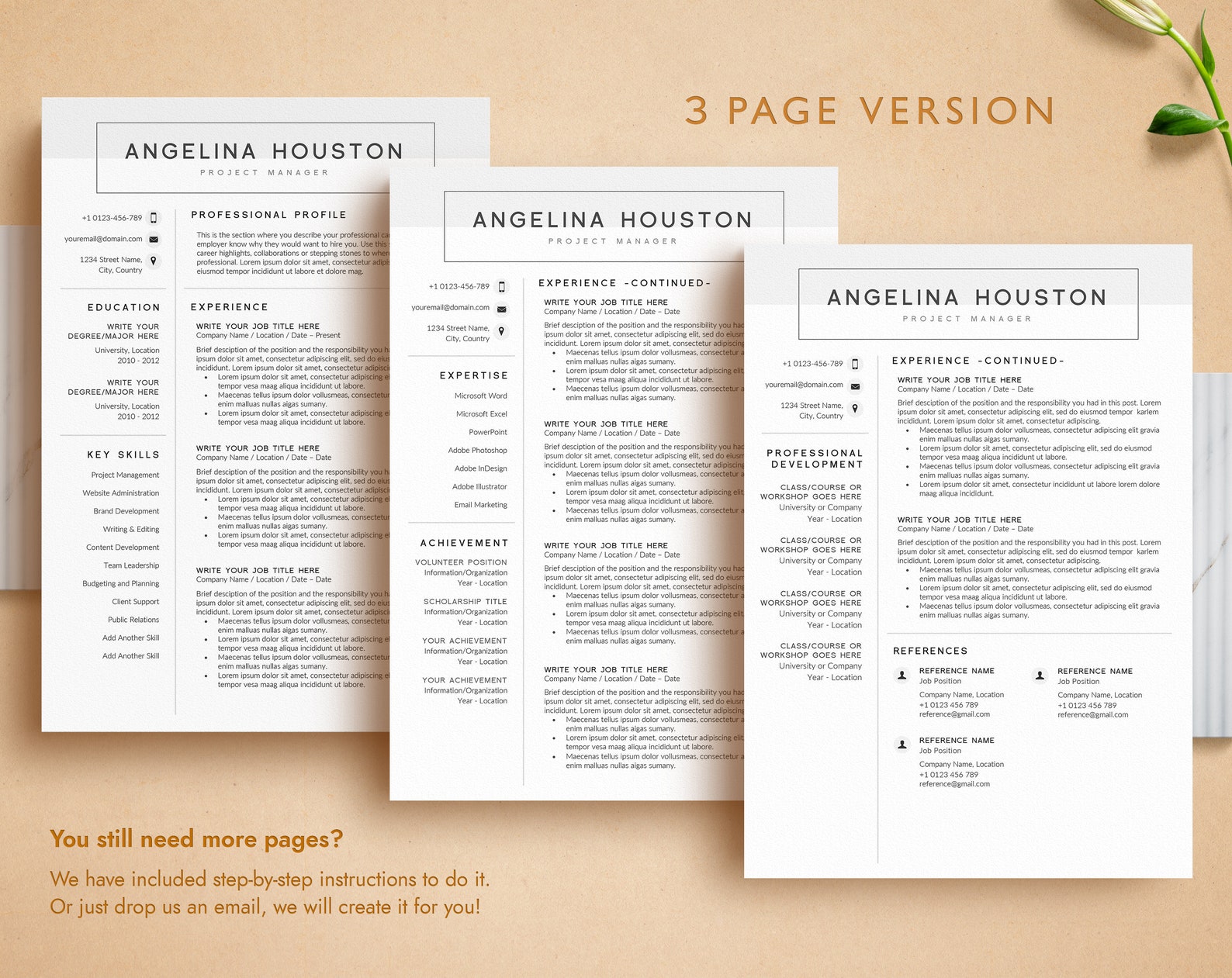 Professional Resume Template for Word, Pages, Google Docs | Modern ...