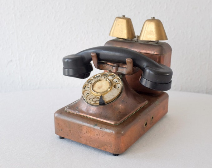 Rare Original Phone 1930s, ART DECO Design Copper Table Desk Bakelite ...