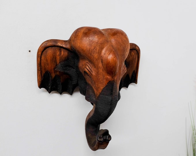 Wooden Elephant Head - Etsy